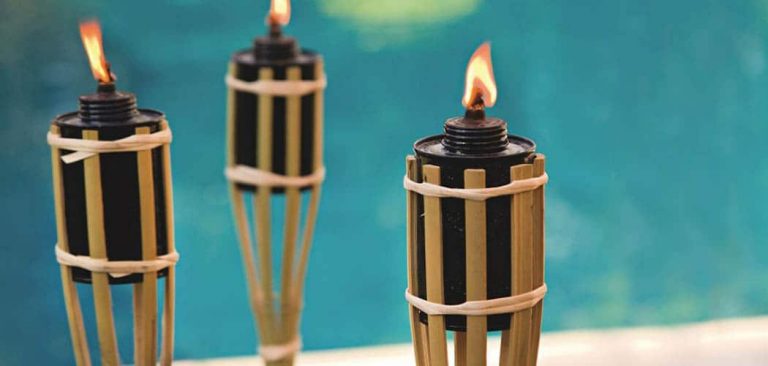 Antorchas de Jardín 】 De Bambú, Metalicas, Solares, Combustibles